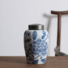 Tall Hand-painted Blue and White Porcelain Tea Caddy - Tea2Life