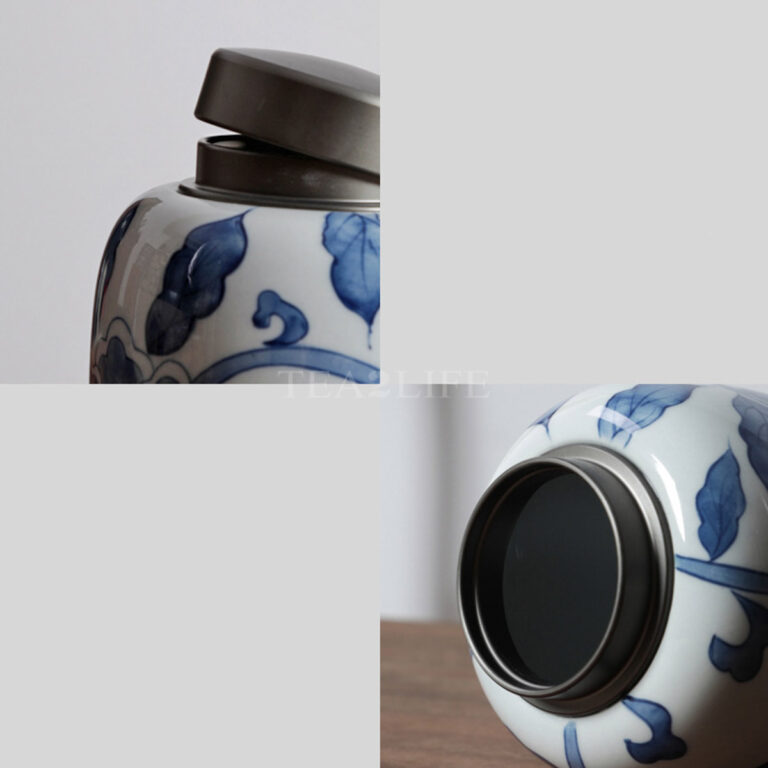 Tall Hand-painted Blue and White Porcelain Tea Caddy - Tea2Life