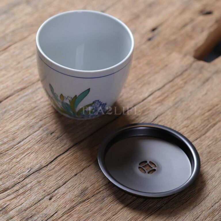 Japanese Hand-painted Narcissus Ceramic Tea Dregs Bucket - Tea2Life